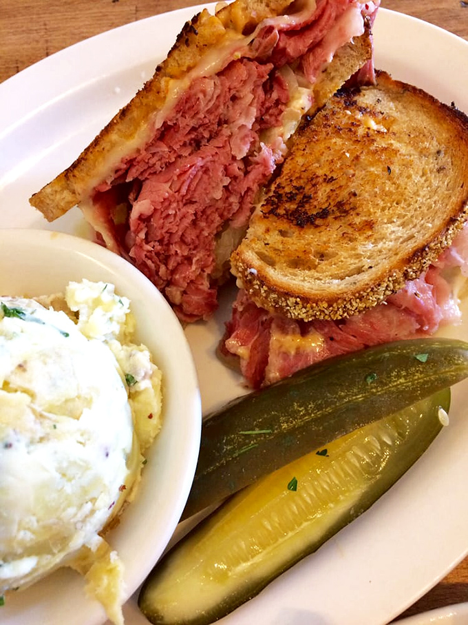 This Reuben isn't just a sandwich; it's a masterclass in the art of perfect balance &ndash; salty, tangy, creamy, and crispy in every bite.