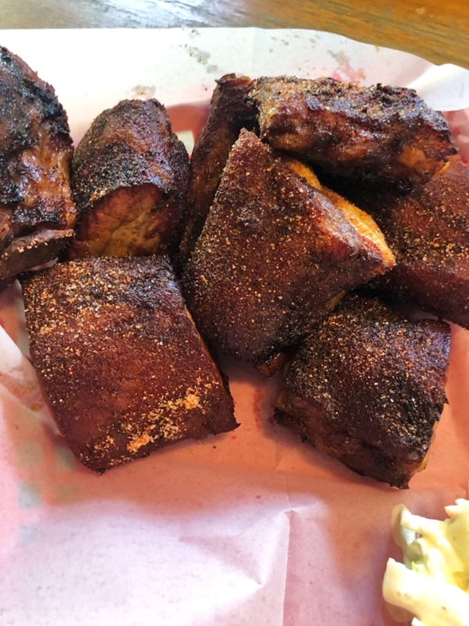 These rib tips have the kind of bark that doesn't bite&mdash;unless you count the gentle nip of perfectly applied spice rub and smoke. 