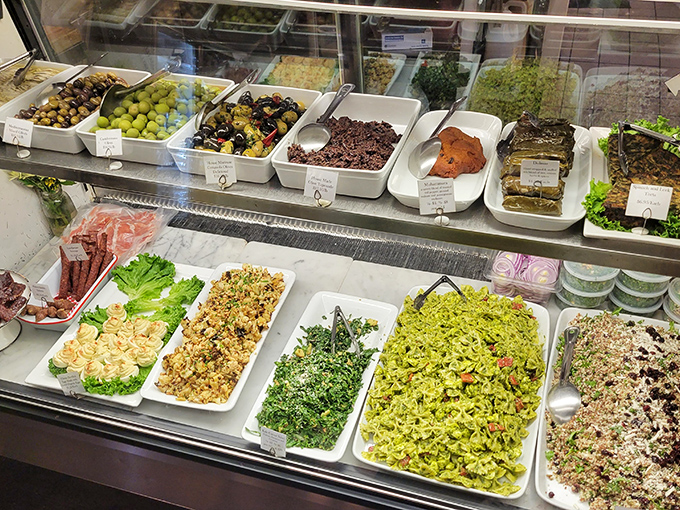 The deli case showcases salads that put sad desk lunches everywhere to shame. These aren't afterthoughts; they're supporting actors worthy of their own spotlight.