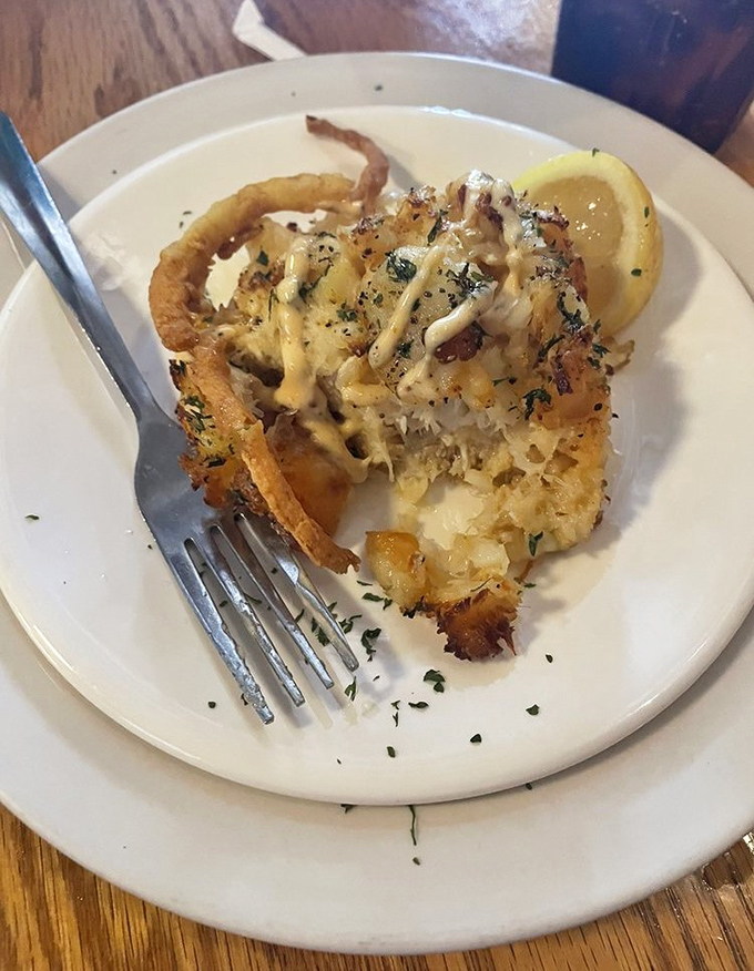 This crab cake isn't hiding behind fillers&mdash;it's the seafood equivalent of a Hollywood star who refuses a stunt double.