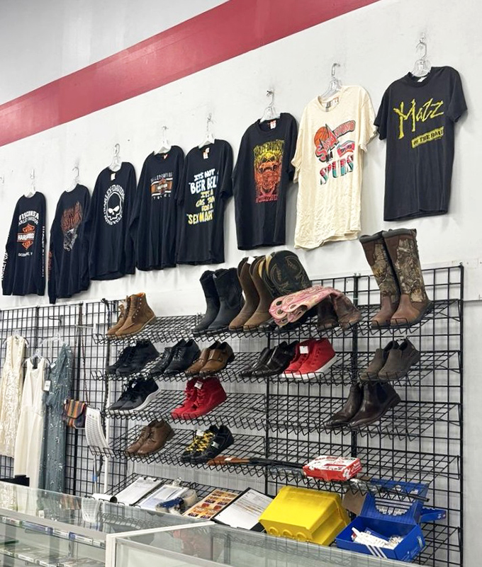 Vintage tees and cowboy boots&mdash;the unofficial Texas uniform&mdash;waiting for their next adventure. Harley-Davidson nostalgia included at no extra charge.