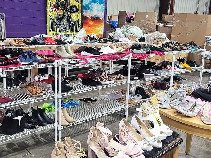 Cinderella would approve of this selection. Rows of women's footwear ranging from practical flats to party-ready heels await their perfect match at fraction-of-retail prices.