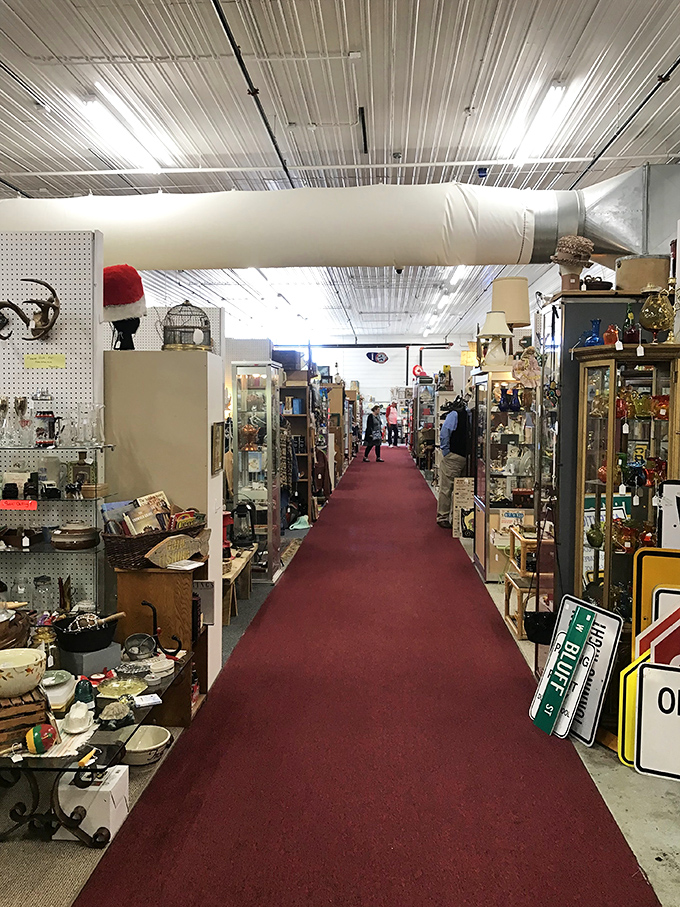 Santa's workshop for grown-ups with a penchant for nostalgia&mdash;note the vintage holiday figurine keeping watch over delicate treasures.