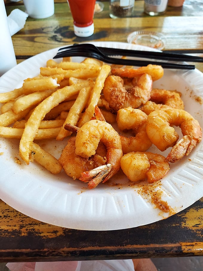 Golden fried shrimp that practically beg to be dunked. Sometimes the simplest pleasures—like perfectly crispy seafood—are the most satisfying.