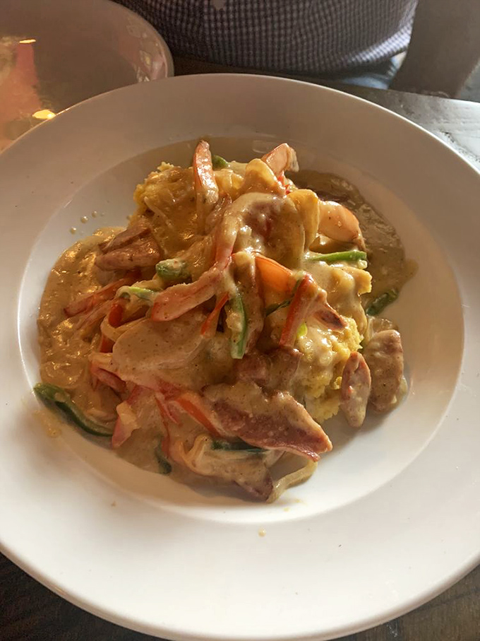 Creamy shrimp and grits that would make a Southerner tip their hat in respect. Comfort food diplomacy at its most delicious.