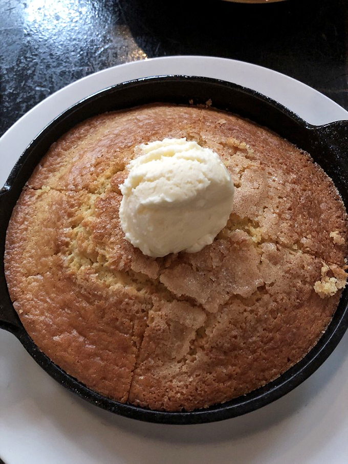 Cornbread in a cast-iron skillet topped with ice cream is the dessert equivalent of putting on sweatpants after wearing a suit all day&mdash;pure comfort.