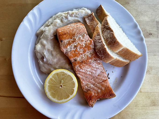 Salmon that's taken a detour through flavor town. That perfect pink center whispers "I was smoked with care" to anyone lucky enough to listen.