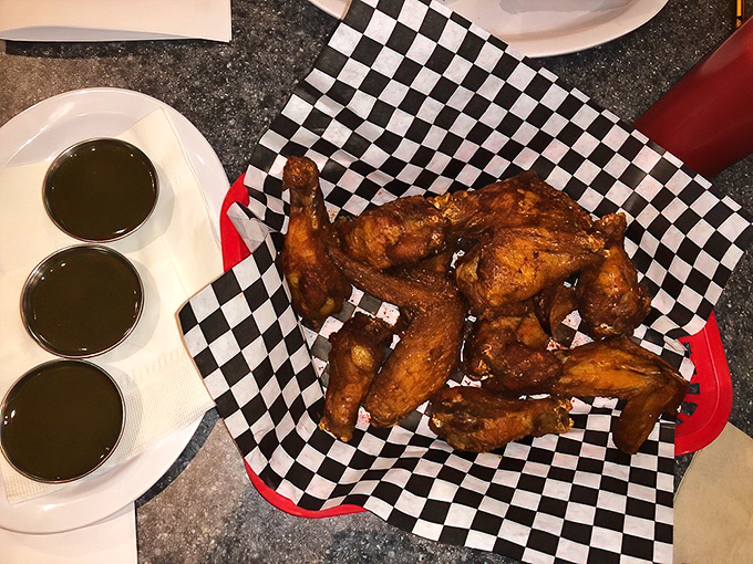 Wings that make you question everything you thought you knew about chicken. Three dipping sauces stand ready for dunking these smoky, crispy delights.