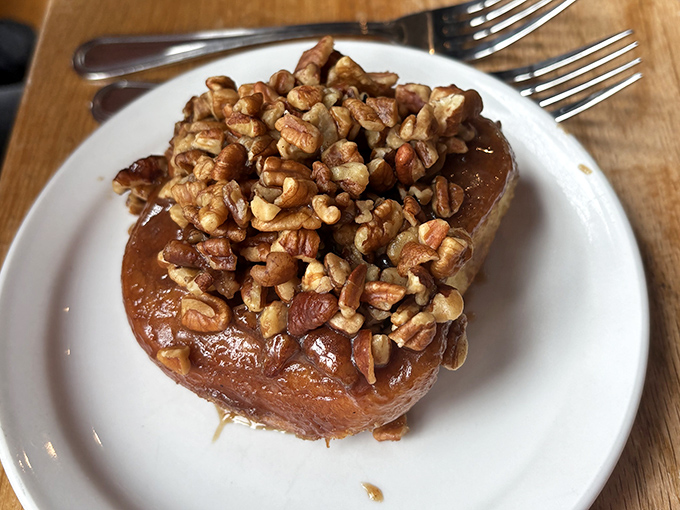Meet the sticky bun that ruins all other sticky buns forever. Those toasted pecans are like the VIP section at a caramel concert.