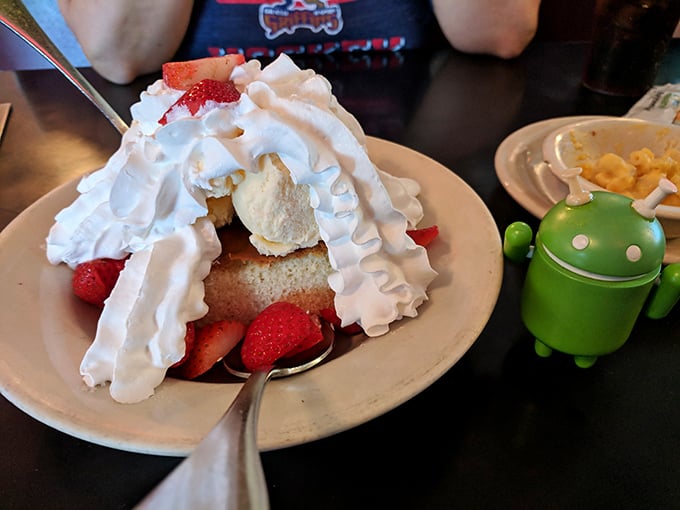 A strawberry shortcake mountain that would make Willy Wonka jealous&mdash;fresh berries, pillowy cake, and whipped cream applied with joyful abandon.