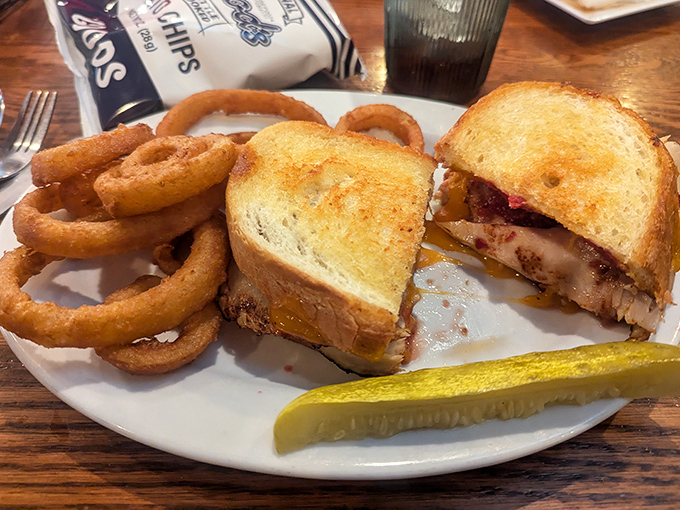 A sandwich so perfectly grilled it should have its own fan club. Crispy exterior, melty interior – the universal language of comfort.