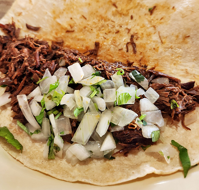 Street tacos done right&mdash;simple, authentic, and topped with the holy trinity of onion, cilantro, and lime. Sometimes perfection needs no embellishment.