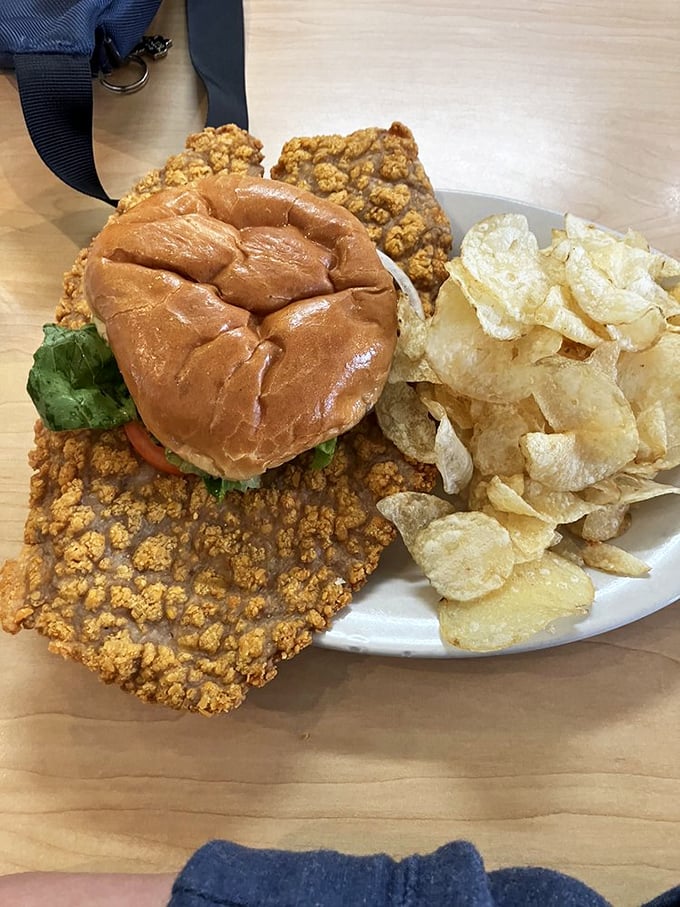 The Texas Tenderloin sandwich has clearly never heard that everything is supposed to be smaller in Ohio. A magnificent beast of a meal.