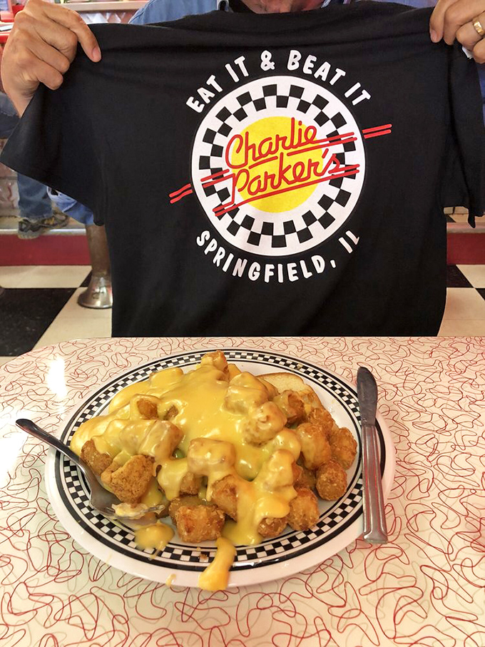 The legendary Breakfast Horseshoe&mdash;where Texas toast meets breakfast meats, gets smothered in hash browns and cheese sauce. Springfield's answer to "What should I eat before hibernation?"