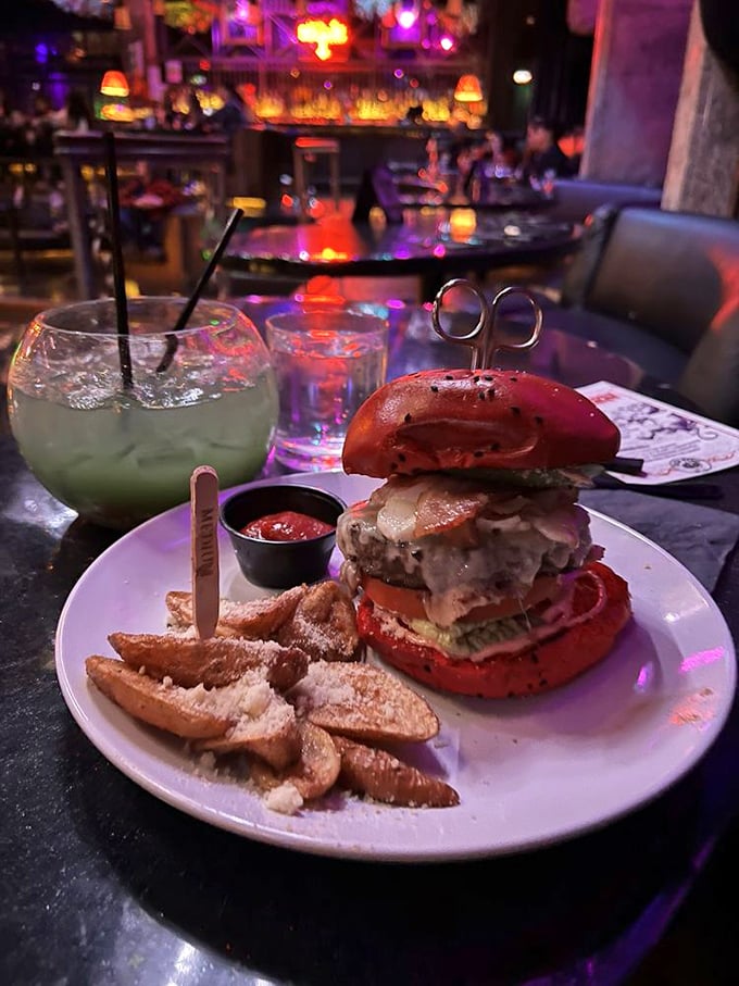 The Edward Burger Hands lives up to its playful name with towering layers of deliciousness. 