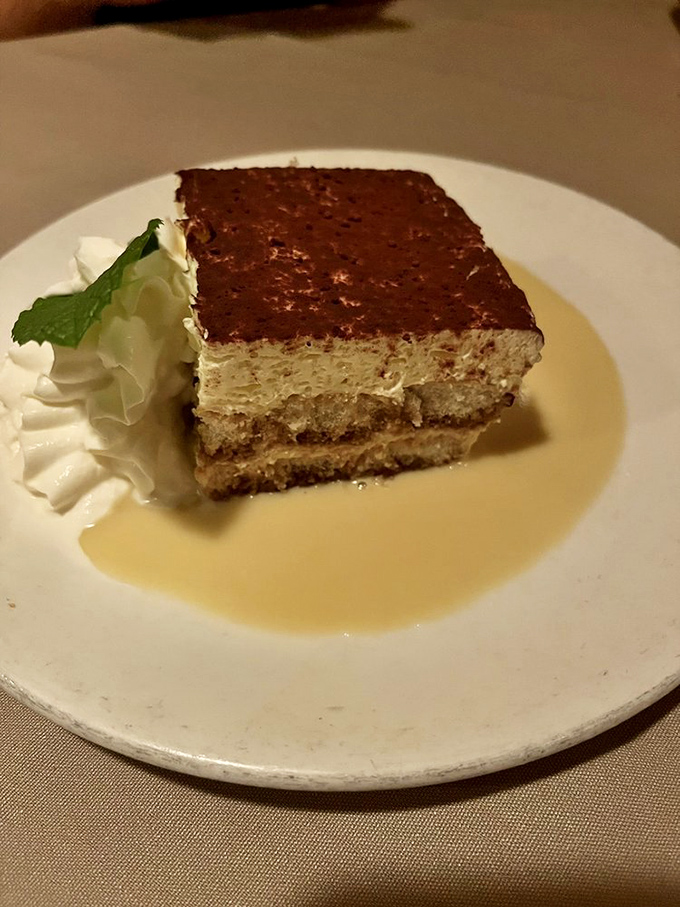 The tiramisu offers the perfect sweet finale &ndash; layers of coffee-soaked goodness that somehow manages to be both rich and light at the same time.