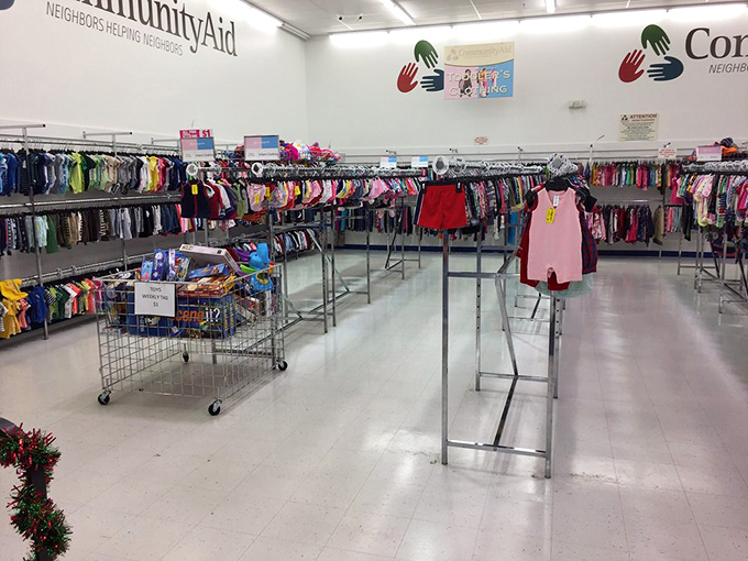 Tiny fashions for tiny humans, meticulously organized. Future runway models start their journeys in these very aisles.
