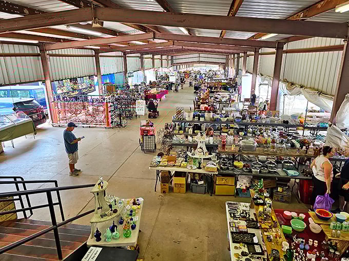 Bird's-eye view of treasure hunting in action. Each table holds someone's future conversation piece or that perfect something they didn't know they needed.