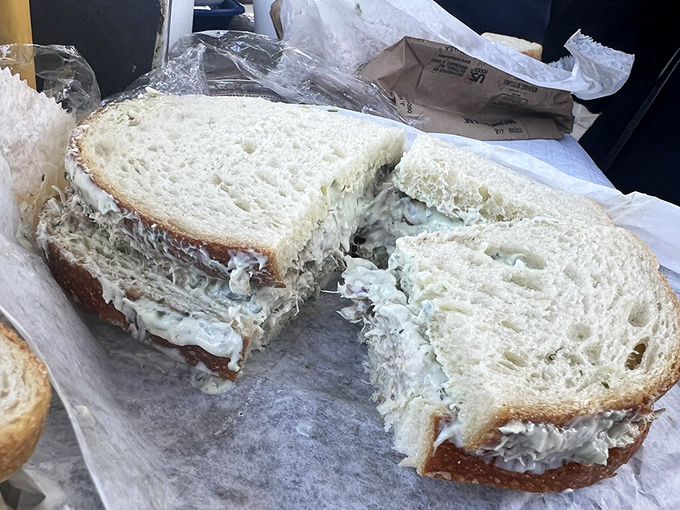 Tuna sandwich perfection that would make even the most dedicated brown-bag luncher weep with joy. Simple, unfussy, and absolutely magnificent.