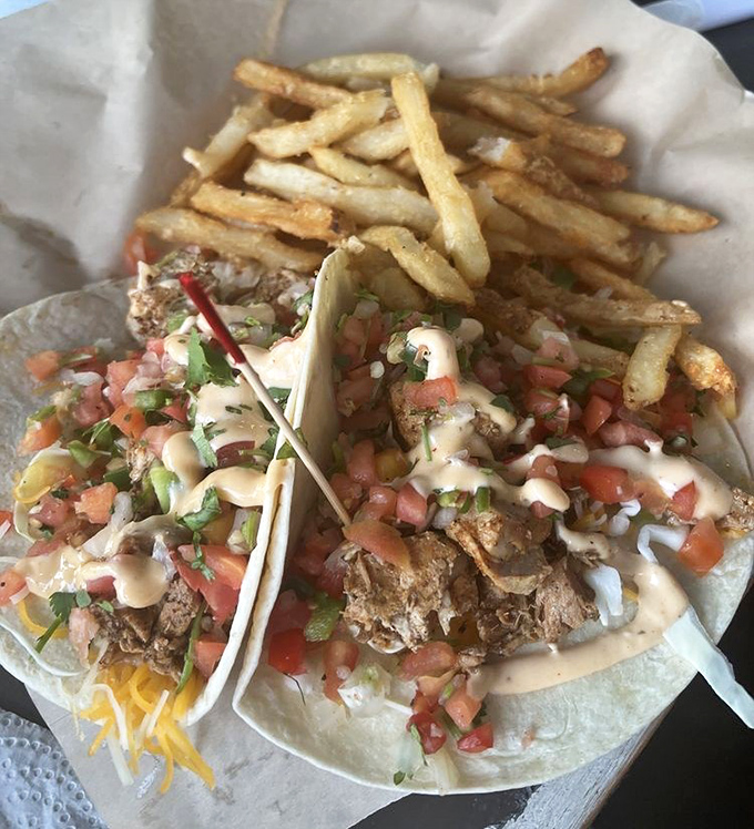 Fish tacos that have developed their own fan club. Fresh catch, bright pico, and that sauce&mdash;oh, that sauce&mdash;creates taco perfection.