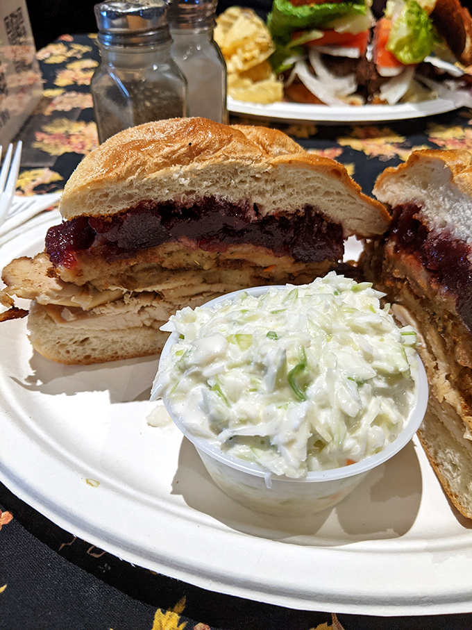 A turkey burger stacked high with all the fixings proves that sometimes the best meals come between two buns.