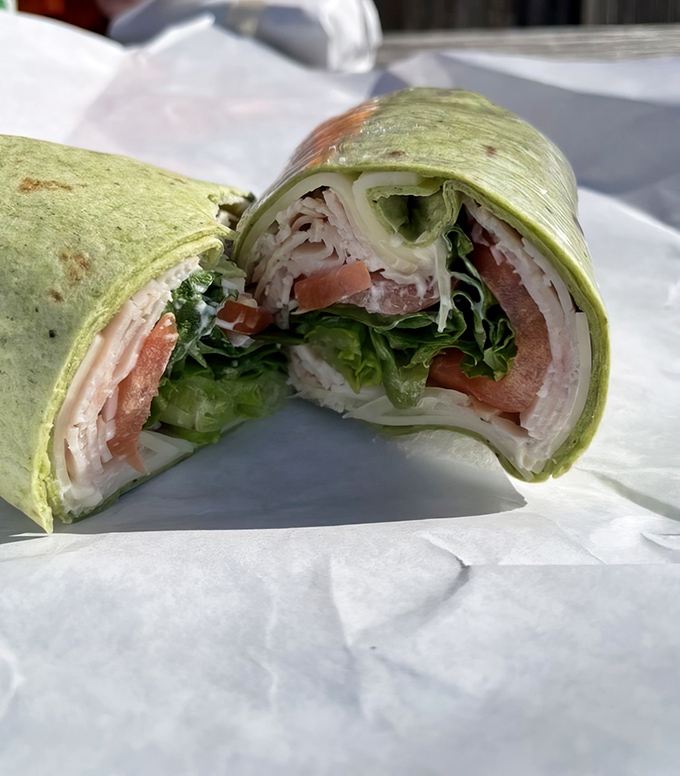 This wrap doesn't just contain turkey&mdash;it embraces it, along with crisp veggies in a green tortilla that's the culinary equivalent of a perfect spring day.