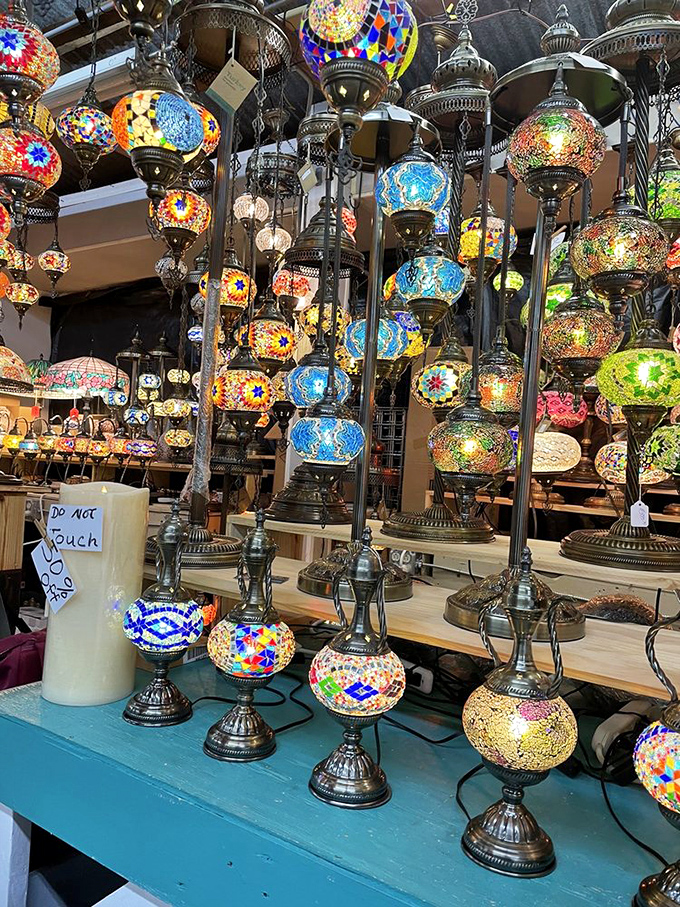 These Turkish mosaic lamps transform any room from "nice place you got here" to "am I in a magical Moroccan bazaar?" with just the flip of a switch.