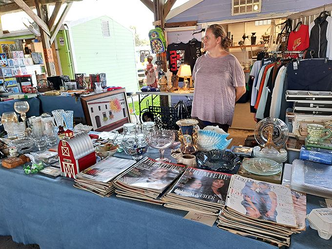 Vintage glassware, magazines, and Americana await new homes. One person's "I don't need this anymore" becomes another's "I've been looking everywhere!"