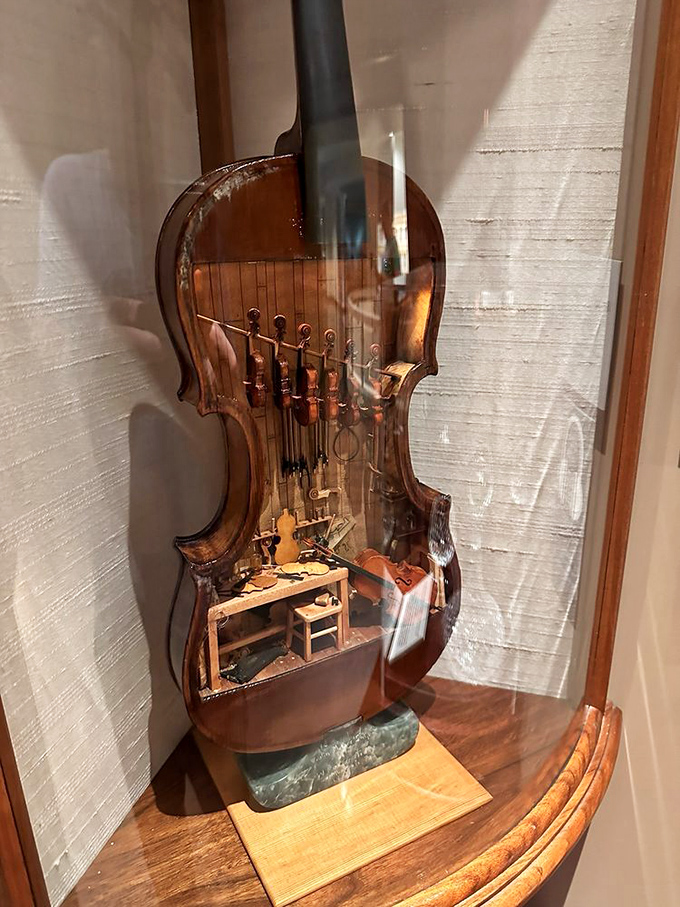A violin transformed into a luthier's workshop &ndash; because sometimes the most beautiful art comes unexpectedly.
