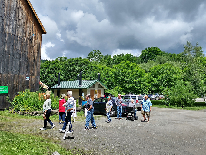 Fellow explorers gathering for a guided tour. The best adventures are shared ones, especially when someone else knows where the poison ivy isn't.