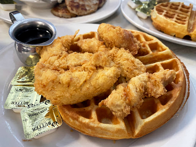 Chicken and waffles: the breakfast combination that proves some of history's best ideas happened by delicious accident. Sweet meets savory in perfect harmony.