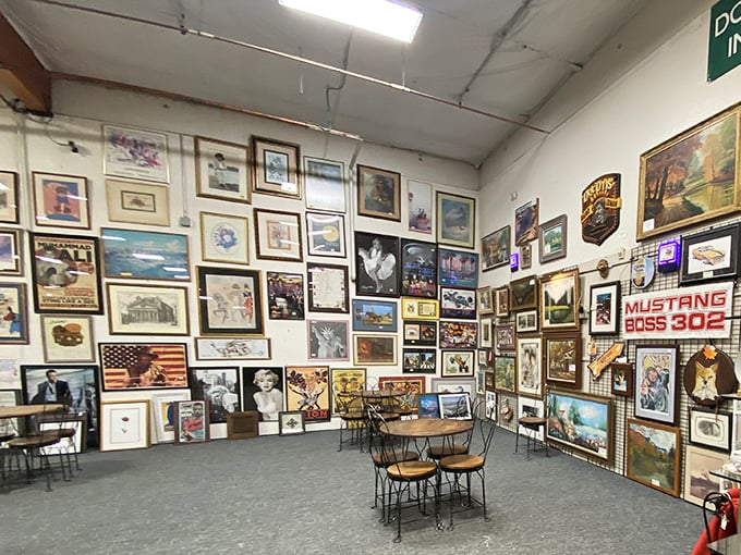 Wall-to-wall memories for sale! This gallery could furnish a small museum or transform your living room into a conversation starter.