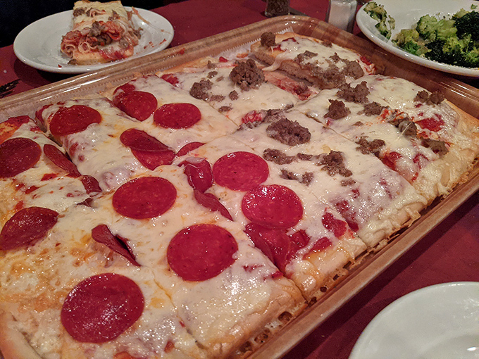 Old Forge's famous rectangular "cuts" showcase why this Pennsylvania town earned its pizza capital credentials &ndash; the perfect marriage of crisp crust and melty toppings.