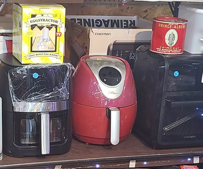 Modern appliances mingle with retro gadgets, proving that yesterday's innovation becomes tomorrow's collectible charm.