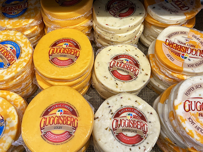 A cheese mosaic that belongs in the Louvre. Colby, Pepper Jack, and more arranged with the care usually reserved for precious gemstones.