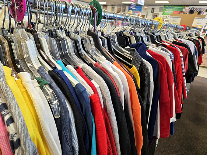 The rainbow of fabrics tells stories of previous lives while promising new adventures to their next owners.