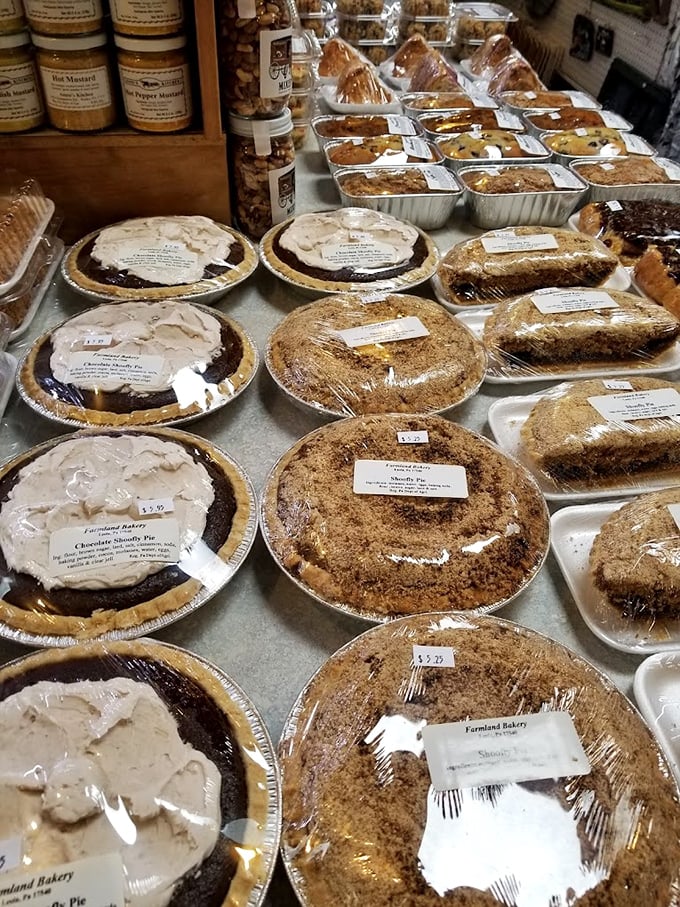 Pies, pies, and more pies! Like a museum exhibition where everything is edible and your stomach is the critic.