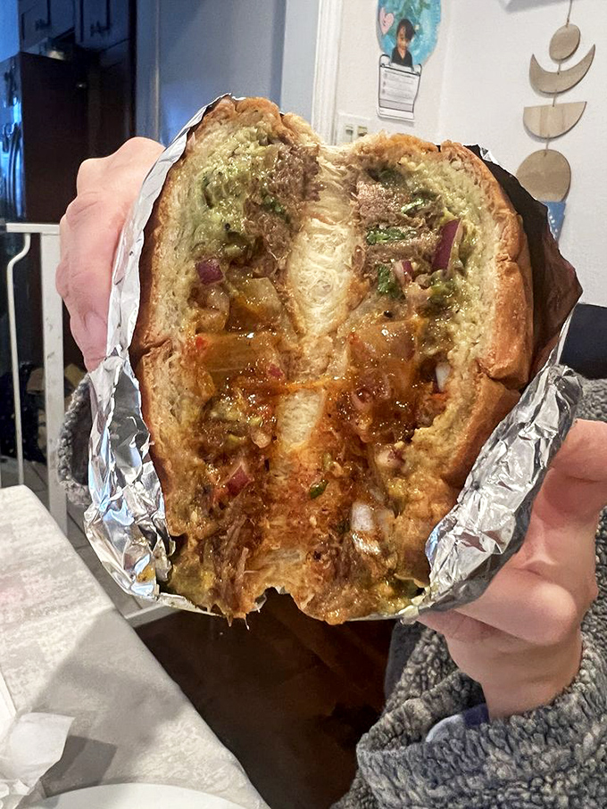 The sandwich that makes you question all other sandwiches. Birria's rich, complex flavors wrapped in toasted bread is comfort food redefined.