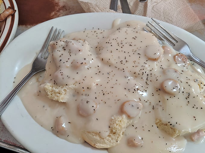 Biscuits and gravy—the Southern comfort classic that's migrated west and found a worthy home on this Sacramento plate.