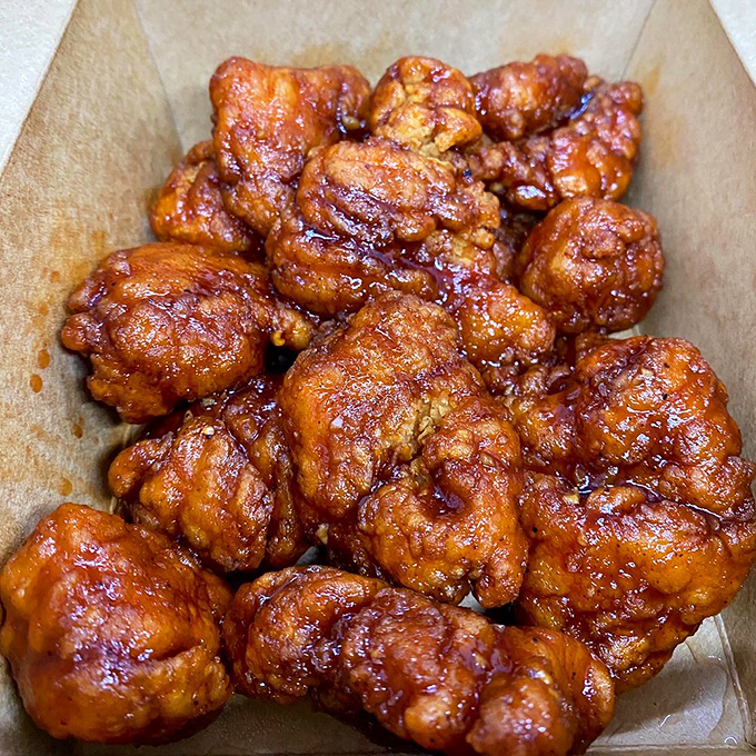 These boneless wings aren't just coated in sauce&mdash;they're baptized in it, creating a sticky, sweet, spicy symphony that demands extra napkins.