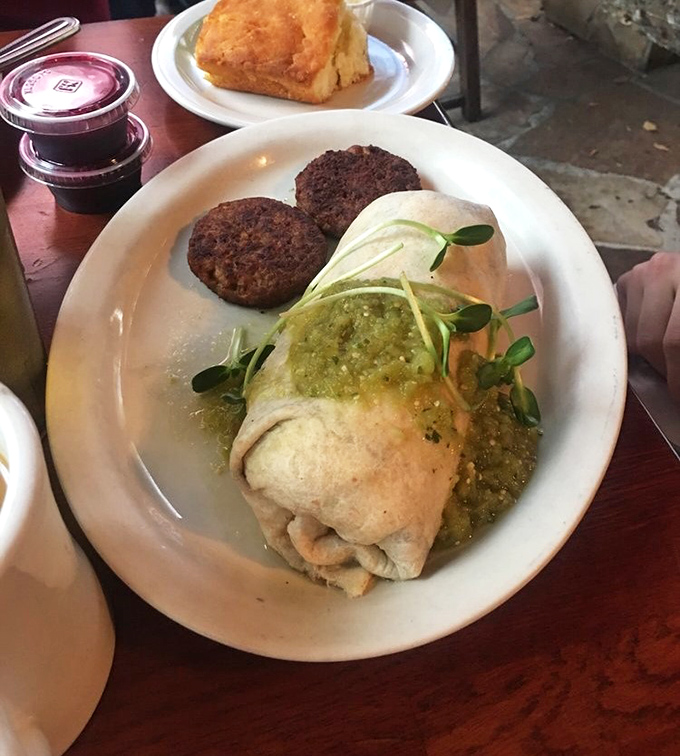 Breakfast burritos should always look this good&mdash;wrapped tight like a present with green salsa that kicks like a Georgia mule.