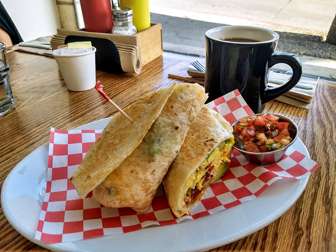 Breakfast that doesn't apologize for being delicious. This breakfast burrito has that "I'd-wake-up-early-for-this" quality few things in life possess.