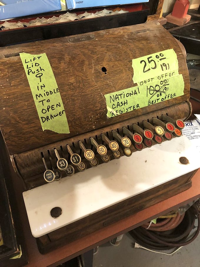 This vintage National cash register isn't just a relic—it's a mechanical time capsule from when "ringing it up" was literally true.