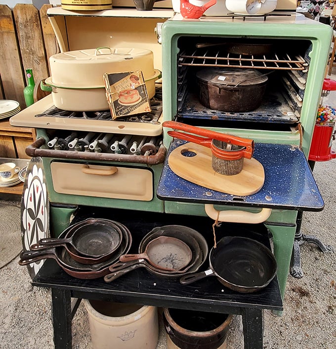 Grandma's kitchen reincarnated! This vintage cookware collection has seasoned more meals than all modern non-stick pans combined.