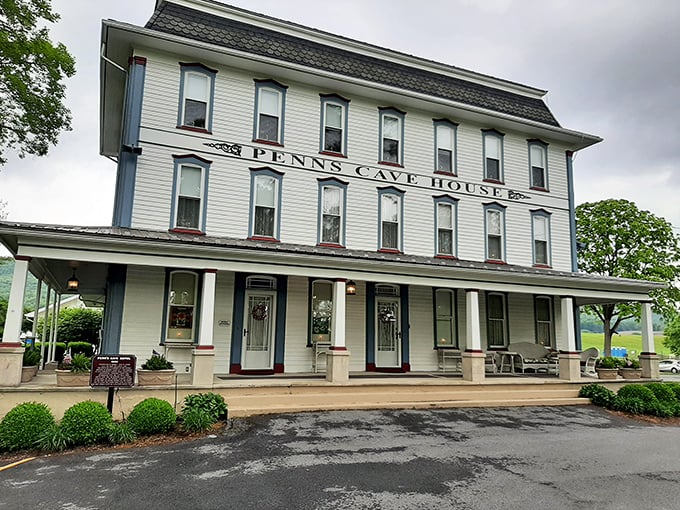 The historic Penn's Cave House stands as a charming sentinel to underground wonders. If these walls could talk, they'd probably say, "You should see what's underneath us!"