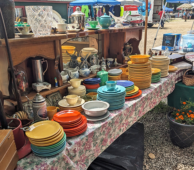 Fiestaware fantasies come true! These colorful ceramic time capsules have survived countless family dinners and are ready for their next chapter.