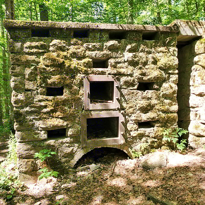 This moss-covered stone structure whispers tales of Pennsylvania's industrial past, now reclaimed by the forest like nature's ultimate renovation project.