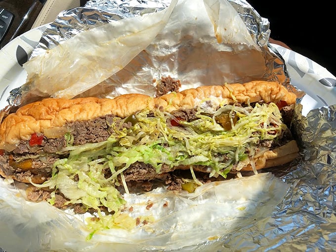 Behold the cheesesteak hoagie&mdash;Philly's answer to "Why choose between two perfect things?" The shredded lettuce adds that crucial textural counterpoint.