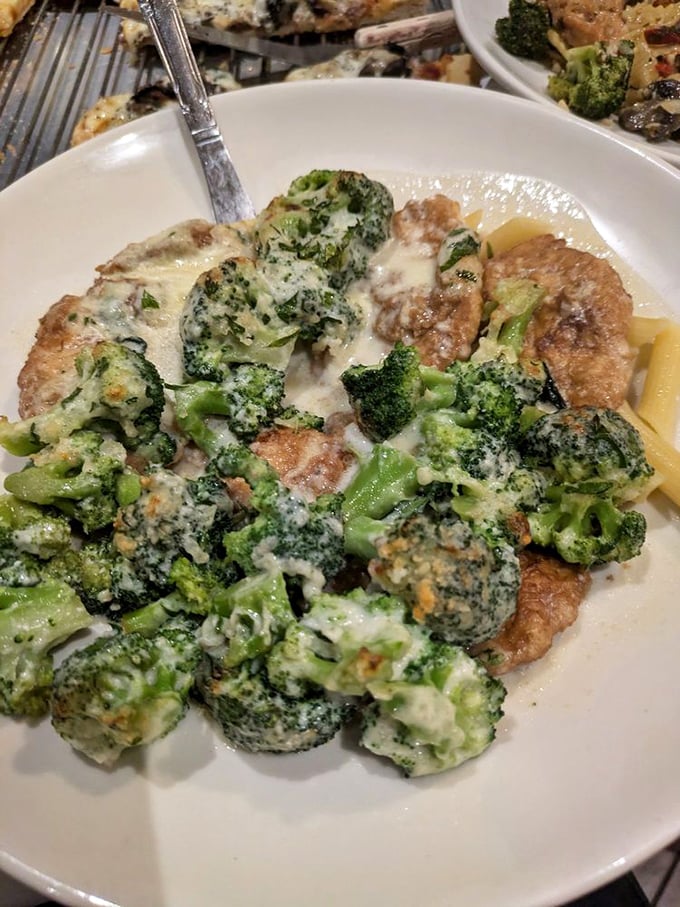 Chicken and broccoli swimming in creamy sauce&mdash;proof that vegetables can be persuaded to taste like vacation when properly introduced to Alfredo.