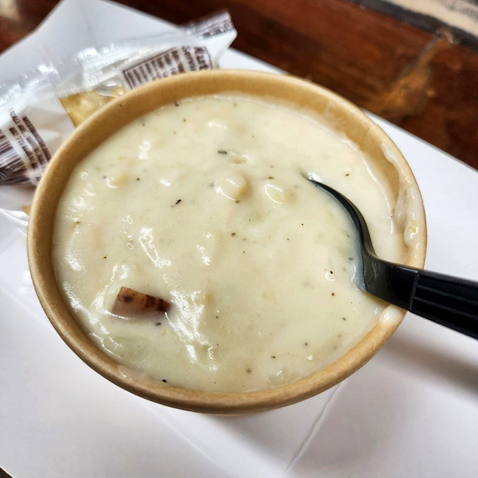 New England in a bowl&mdash;this clam chowder looks thick enough to stand a spoon in, like a creamy, briny magic potion for your taste buds.